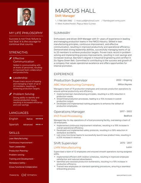 Image result for Shift Manager Resume Example