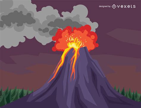 Volcano Eruption Drawing Vector Download