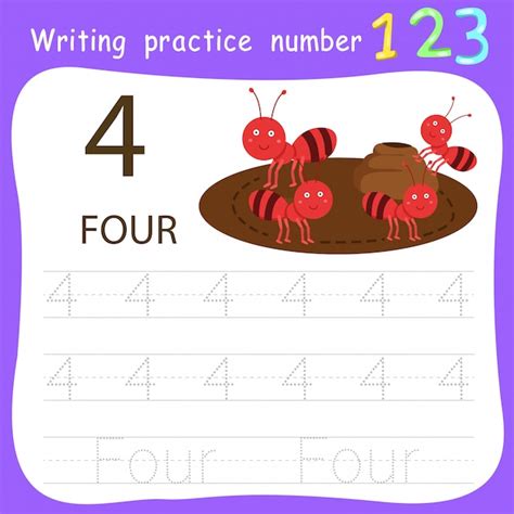 Image result for Practice Writing Number 4