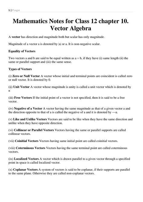 Image result for Vector Class 12 Revision Sheet