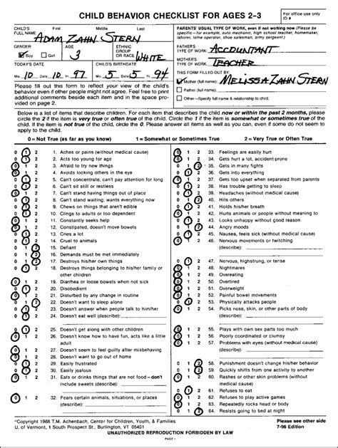 Image result for Child Behavior Checklist