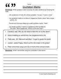 Image result for Quotation Marks Worksheet Free