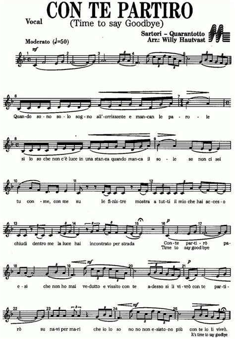 Image result for Con Te Partiro Partition