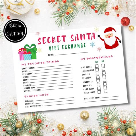 Image result for Simple Secret Santa Question Form