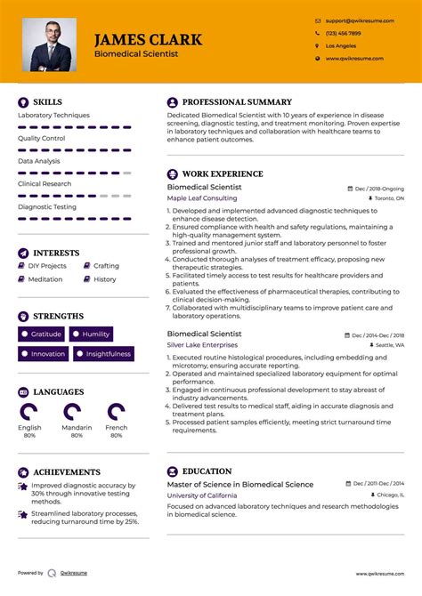 Image result for Biomedical Science Student Resume