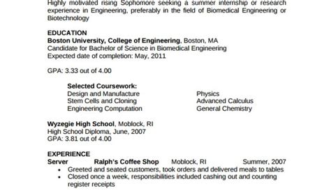 Image result for Biomedical Science Student Resume