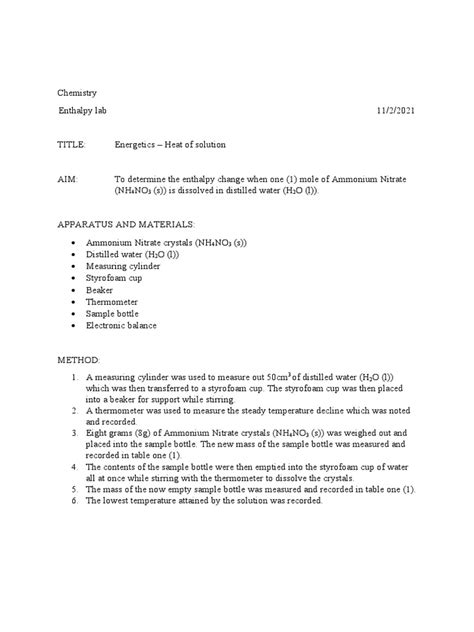 Image result for Lab Enthalpy Student Guide