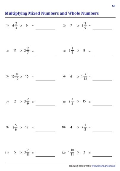 Image result for Multiplying Mixed Numbers by Integers Worksheet