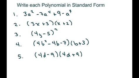 Image result for Writing Polynomials in Standard Form