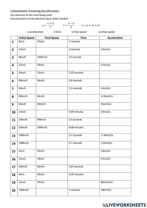 Image result for Physics Acceleration Worksheet