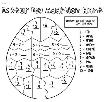 Image result for Easter Addition Color by Number