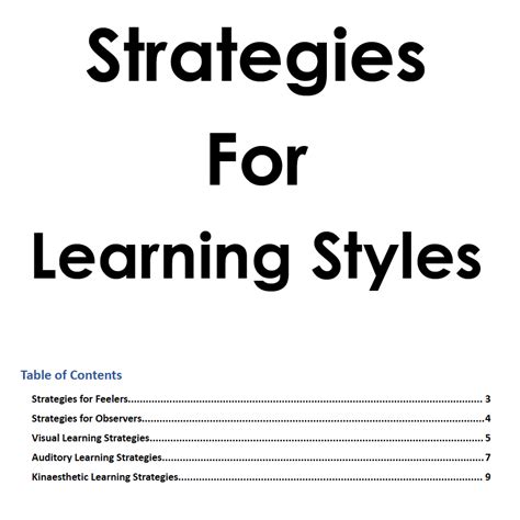 Strategies for Learning Styles | Teaching Resources