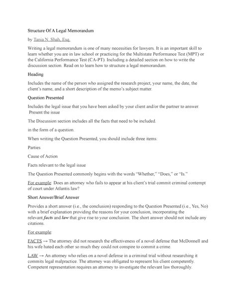 Image result for Example of a Legal Memorandum Format