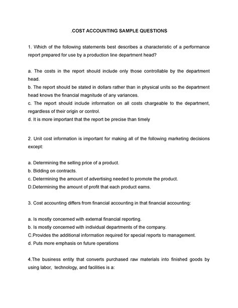 Image result for Cost Control Accounting Questions