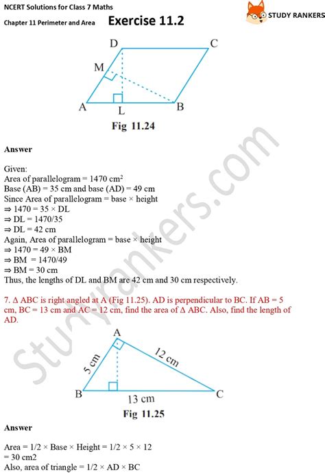 Image result for Class 7th Math Chapter 11 Perimeter and Area Exercise 11.1