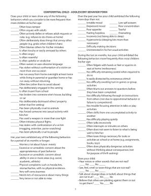 Image result for Adolescent Behavior Form