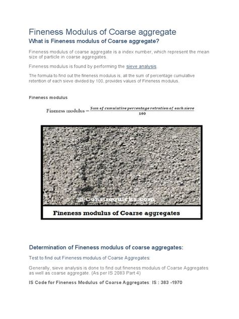 Image result for Fineness Modulus of Aggregate