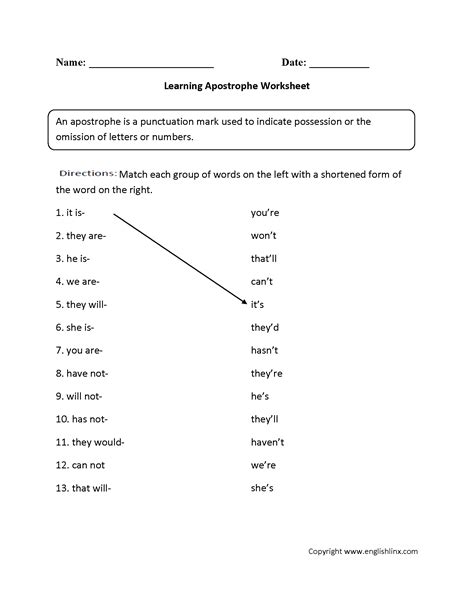 Image result for Apostrophe Practice Worksheet
