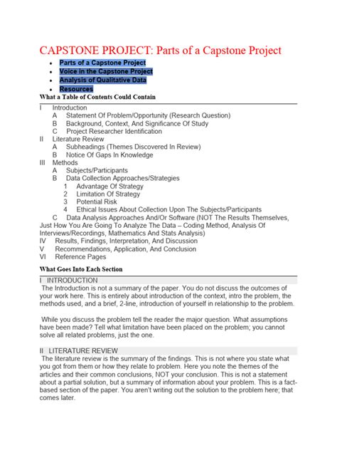 Image result for Capstone Project Format