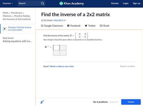 Image result for Finding Inverse of 2X2 Matrix