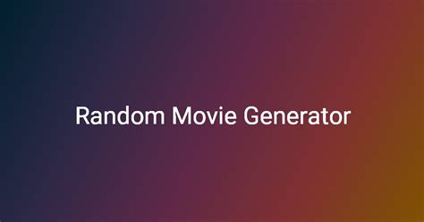 Image result for Random Movie Generator