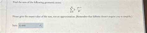 Image result for Geometric Series Sum Examples Answers