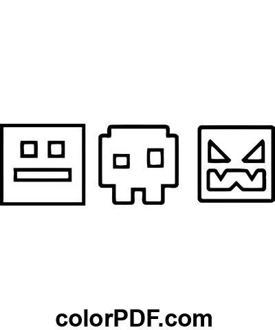 Geometry Dash Icons – Coloring Pages and Books in PDF