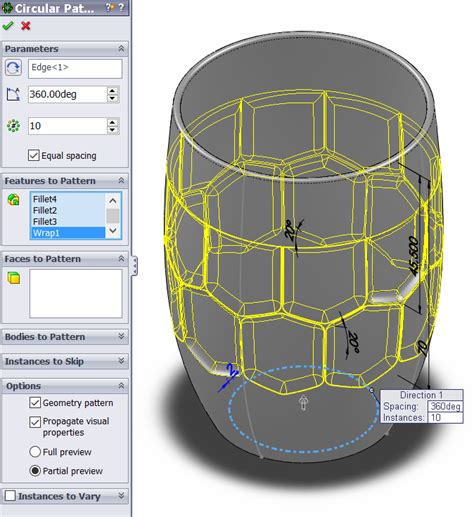 Image result for SolidWorks Pattern On Curved Surface
