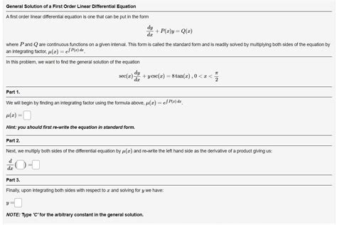 Image result for First Order Differential Equation Solution
