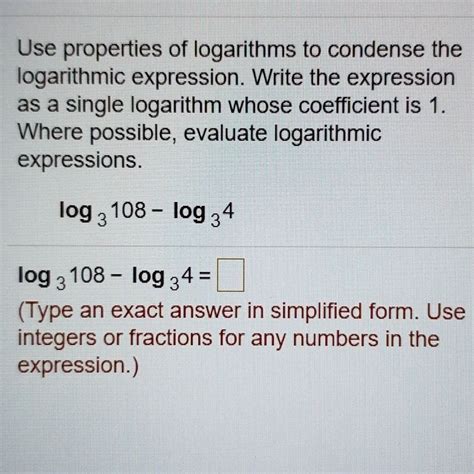 Image result for Condense Expression to a Single Logarithm