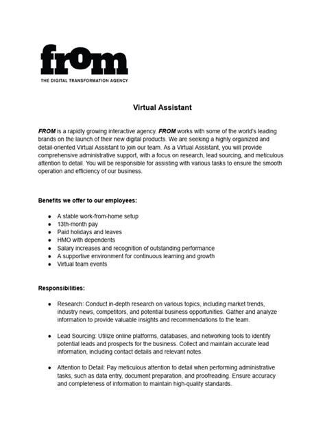 Image result for Virtual Assistant Job Description