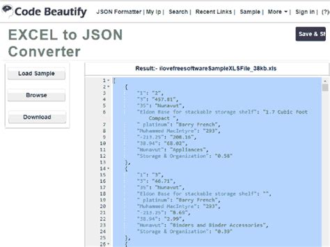 Image result for Convert Excel to JSON Free