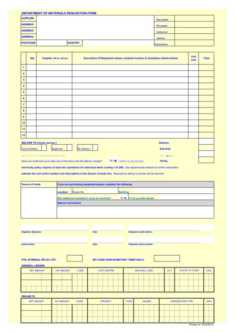Image result for Material Requisition Form