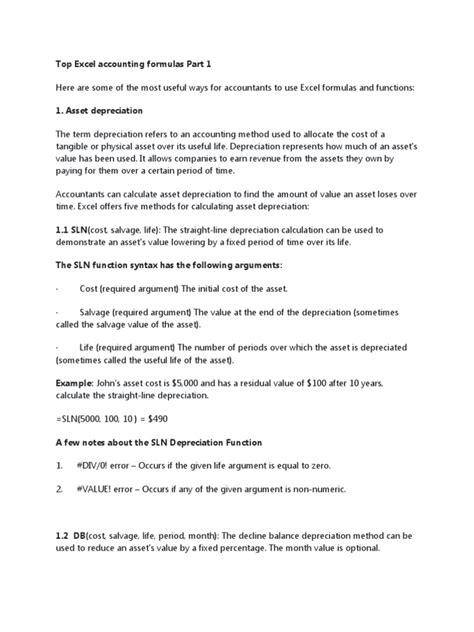 Image result for Accounting Excel Formulas