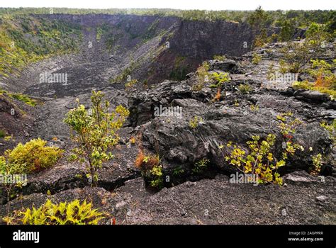 Small inactive volcanic crater of Kilauea active volcano in Volcanoes ...