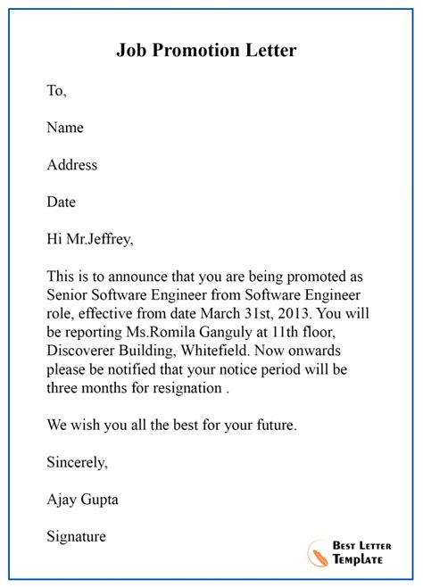 Image result for Formal Letter Format Promotion