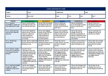 Image result for Lesson Observation Form UK