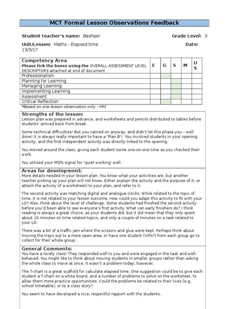 Image result for Student Feedback Questionnaire Lesson Observation