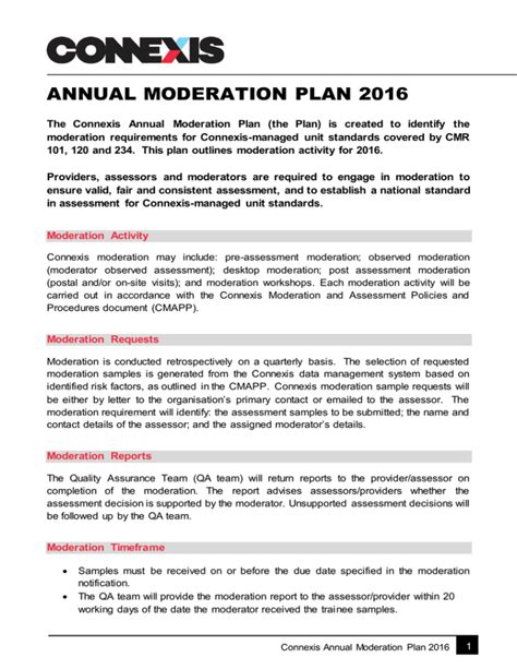 Image result for Example of Moderation Plan