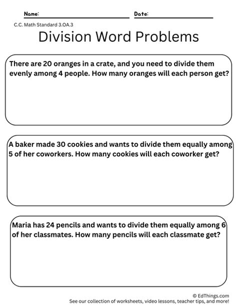 Image result for Simple Division Word Problem