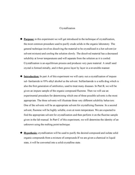 Image result for Crystallisation Method Experiment