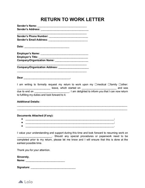 Image result for Return to Work Notice Sample