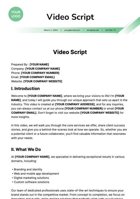Image result for Sample Video Script Format
