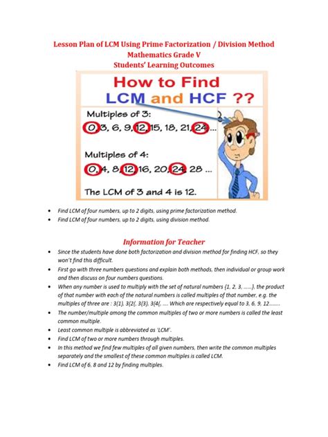 Image result for Least Common Multiple Lesson Plan