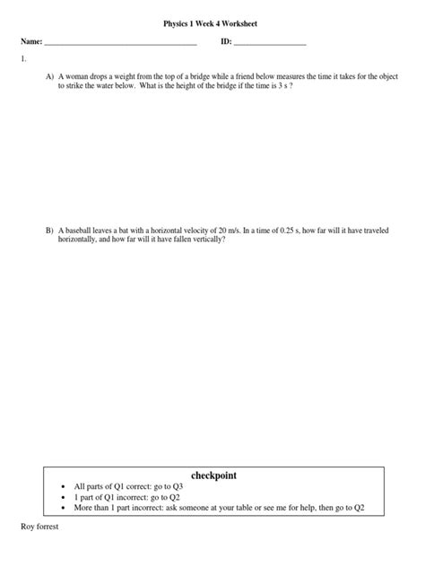 Projectile Motion (Worksheet) | Download Free PDF | Projectiles ...