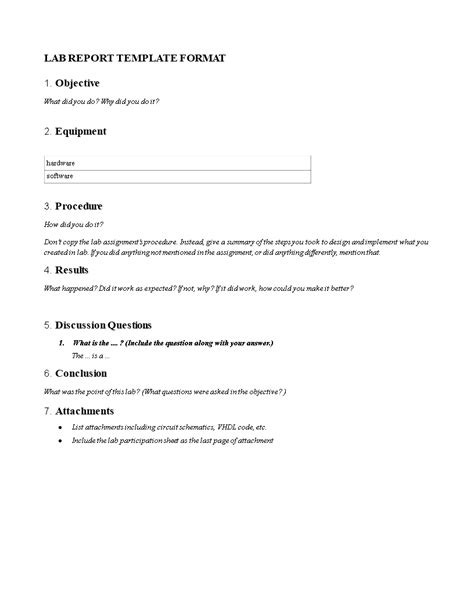 Image result for List Form Lab Report Template