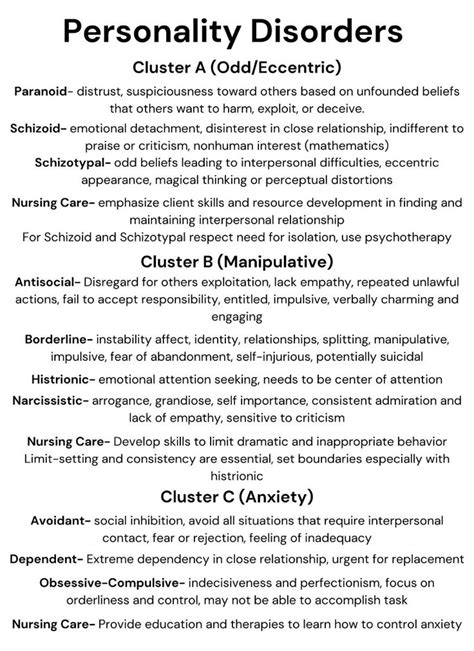 Image result for Personality Disorder Clusters