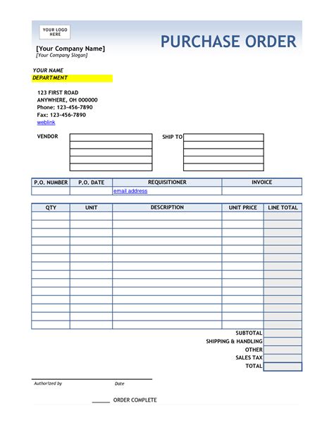 Image result for Printable Purchase Order Form