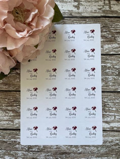 Wedding Stickers, Personalised Stickers, Name and Date Labels, Bridal ...