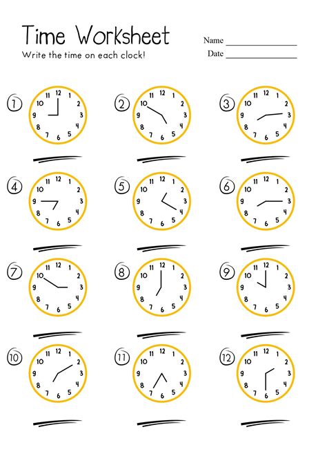 Image result for First Grade Math Telling Time Worksheets